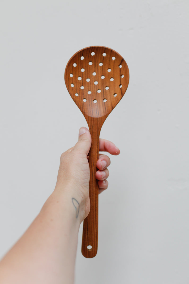 Teak Perforated Spoon – Blackbird Goods